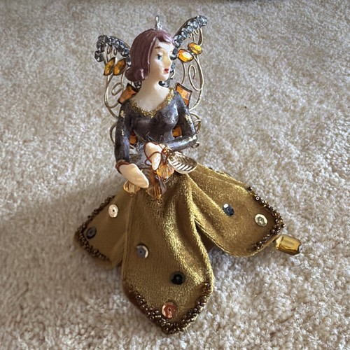 Vintage Fairy Figurine with Sequined Dress and Wire Wings W/Draw String ...