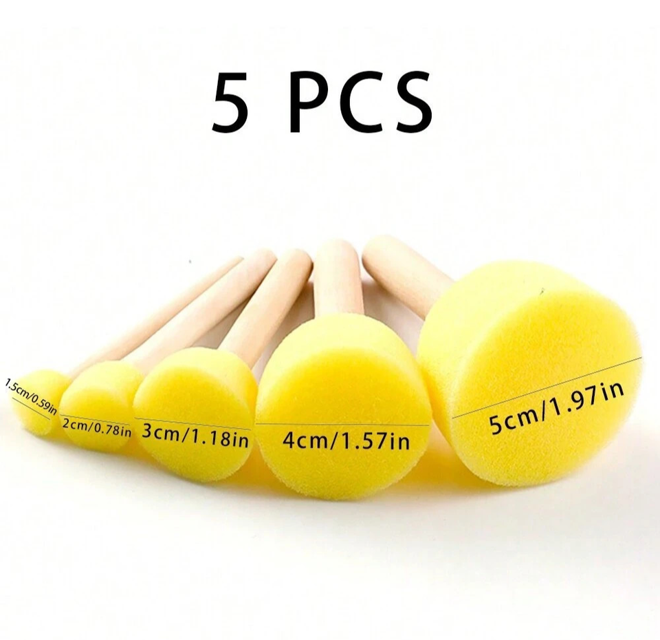 Art Sponges Round Sponge Brush Paint Brushes Set | eBay UK