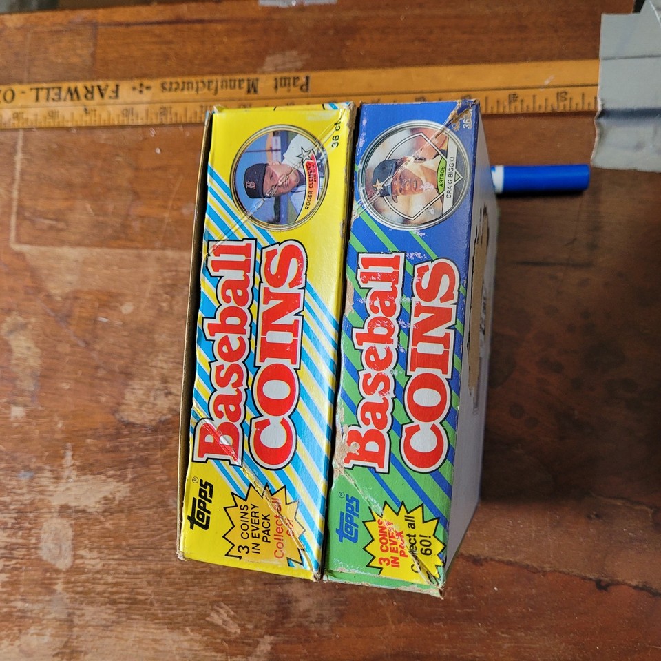 2 boxes- one 1989 and one 1990 TOPPS BASEBALL COINS - BOXES OF 36 ...