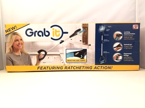 Grab It Ratcheting Tool with LED - Folding Grabber Stick Grab It Pick ...