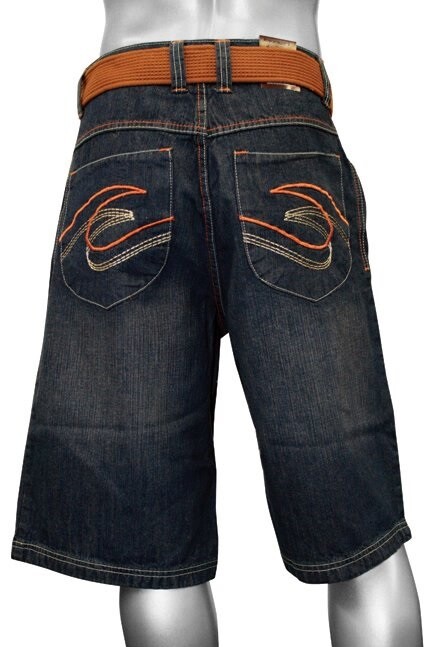 KNOCKOUT JEANS DARK WASH NAVY DENIM SHORTS-SAND TRIM-SIZE 34 - MEN ...
