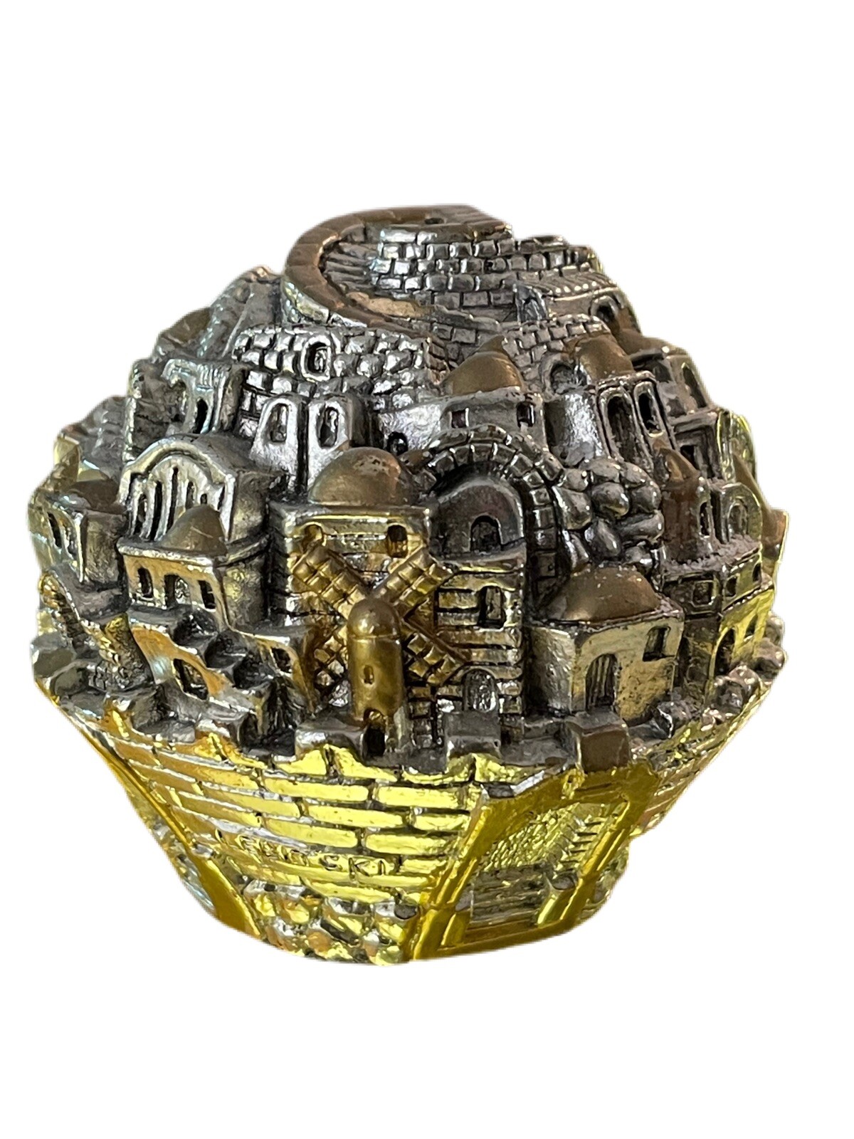 Vintage Silver 925 SC City of Jerusalem Ball Paperweight Judaica Israel ...