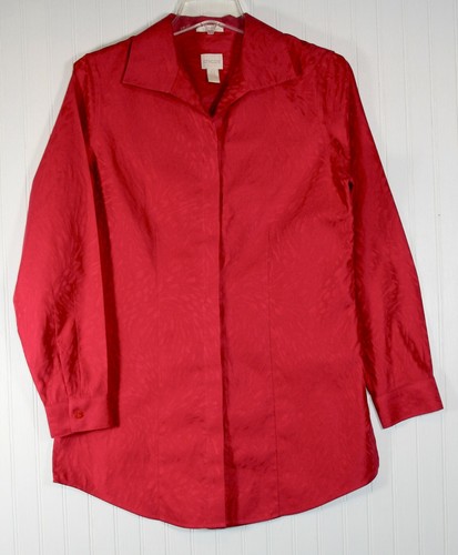 Chico's Women's Medium NEW raspberry red long sleeve blouse top ...