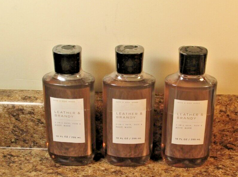 Bath & Body Works Men's Leather & Brandy Body Wash Shower Gel LOT OF 3 ...