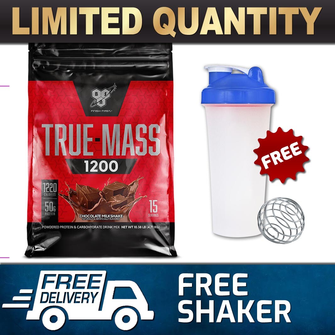 BSN TRUE MASS 1200 10LB || MASS GAINER SERIOUS BULKING PROTEIN POWDER ...