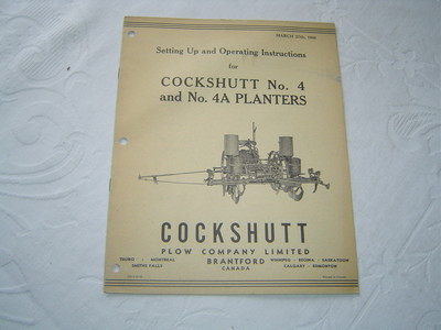 Cockshutt no. 4 4A planters operator's and set up instruction manual | eBay