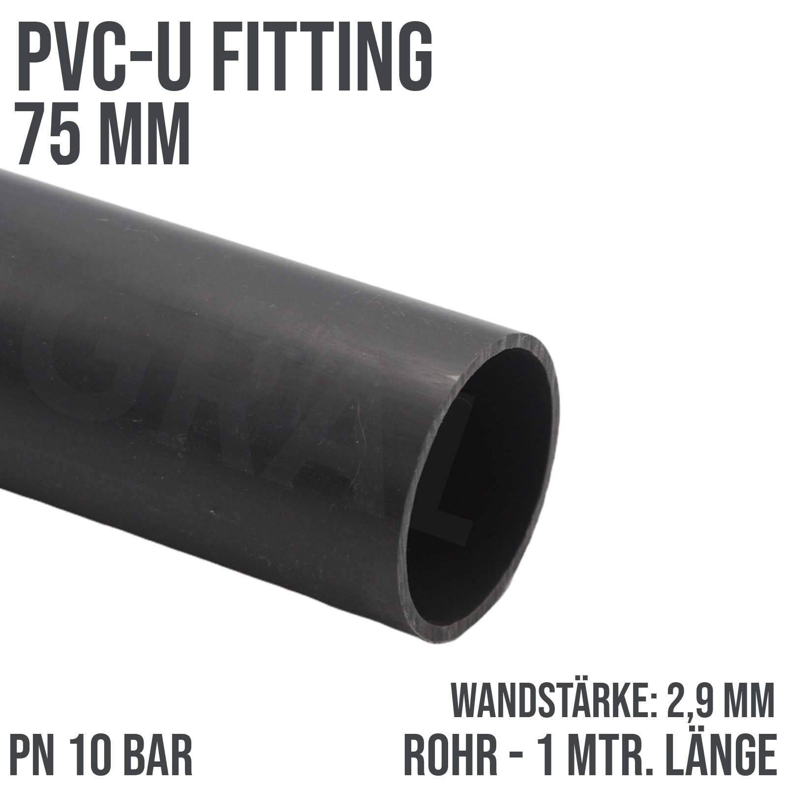PVC-U PVC Klebe Fittings Rohr Druckrohr PN 10 bar 20 - 110 mm - 1 Meter ...