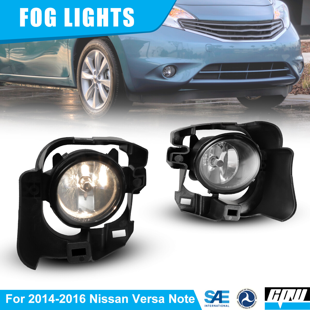 for 2014-2016 Nissan Versa note Fog Lights Clear Bumper Lamp+Wiring ...