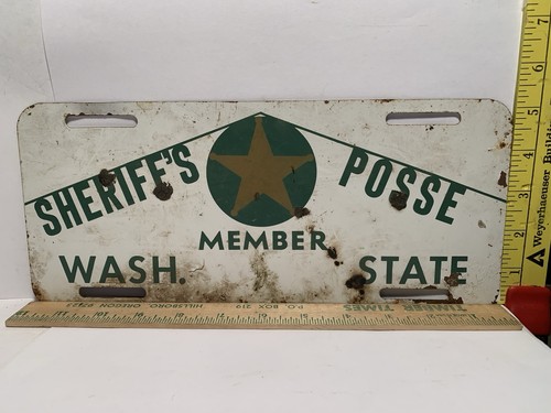 VTG METAL WASHINGTON STATE SHERIFF'S BADGE POSSE MEMBER LICENSE PLATE ...