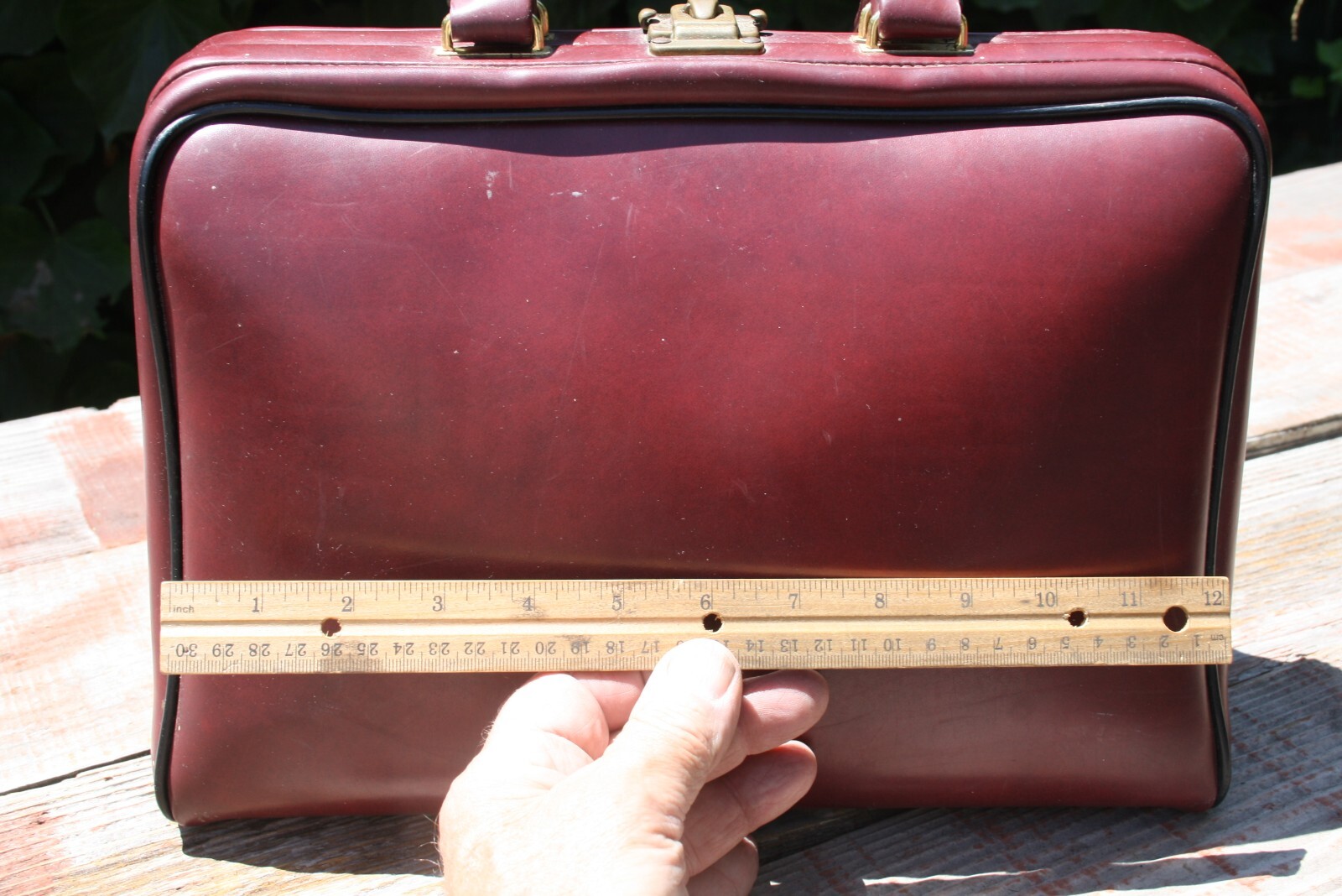 Antique Vintage Ries Red Burgundy Leather Train Trave… - Gem