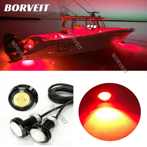 2PCS Red LED Boat Lights 12V 23MM Deck Outrigger Storage Kayak Bow ...
