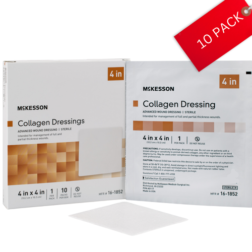 McKesson Collagen Dressings Sterile w/o Border Collagen 4 X 4 Inch - 10 ...