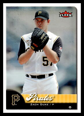 2007 Fleer #87a Zach Duke TM next to team logo Pirates VAR Baseball NM ...