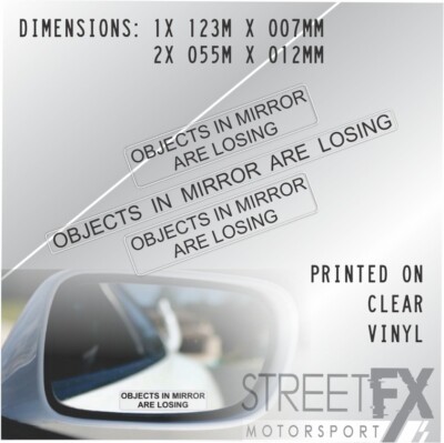 OBJECTS IN MIRROR ARE LOSING Sticker Decal 3 Pack JDM Race Turbo Rally ...