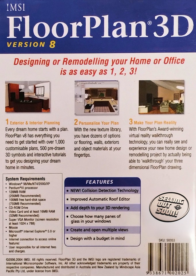 FLOORPLAN software for Windows PC (NEW) 3D+2D CAD design floor plan ...