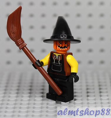 LEGO - Halloween Scarecrow Witch Minifigure - Pumpkin Head Broom ...
