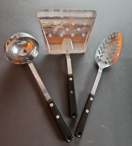 Vintage Ecko USA Stainless 3 Piece Utensil Set Flipper Ladle Slotted ...