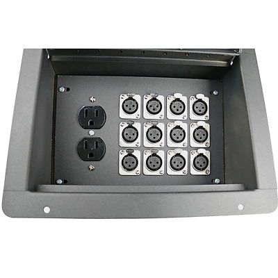 Recessed stage floor audio box with 12 XLR female mic jacks connectors ...