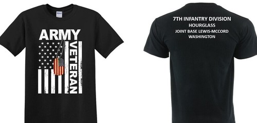 7TH INFANTRY DIVISION*JB LEWIS-MCCHORD*WA*2-SIDED SHIRT*VINYL BACK ...
