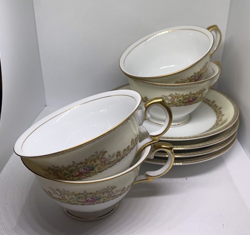 Rare Pattern Vintage Meito China Hand Painted Cups & Saucers (4) | eBay