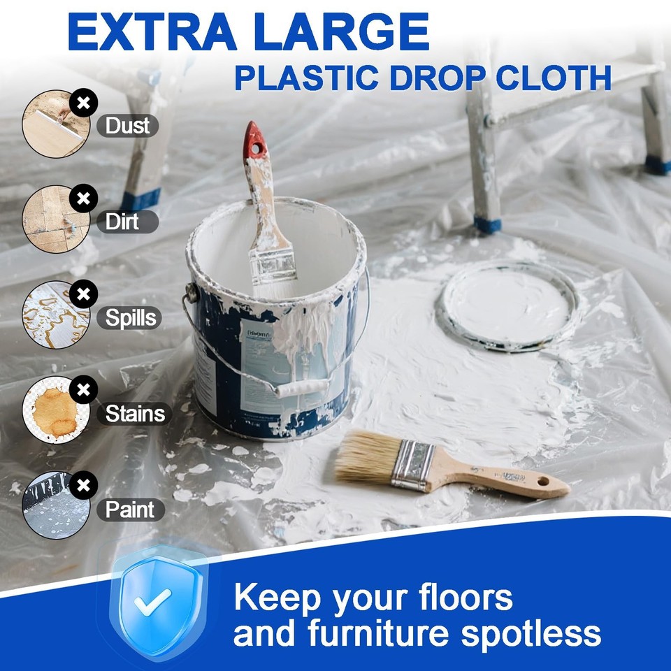 6pcs 4m x 5m Extra Large Plastic Dust Sheets for Decorating & Normal 6 ...