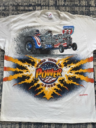 Vintage 90s USHRA World Tour Of Power AOP T Shirt 2XL U.S. Hot Rod ...
