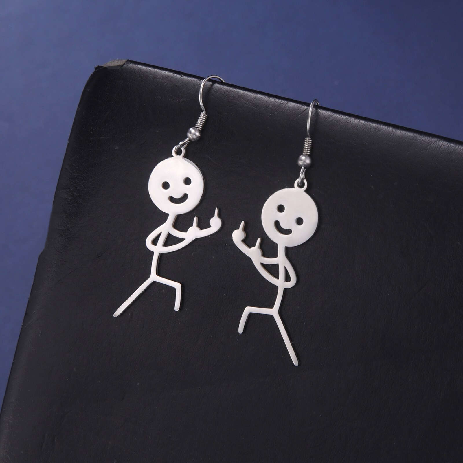 5pcs Funny Fuxk You Middle Finger Stickman Keychain Necklace Pendant ...