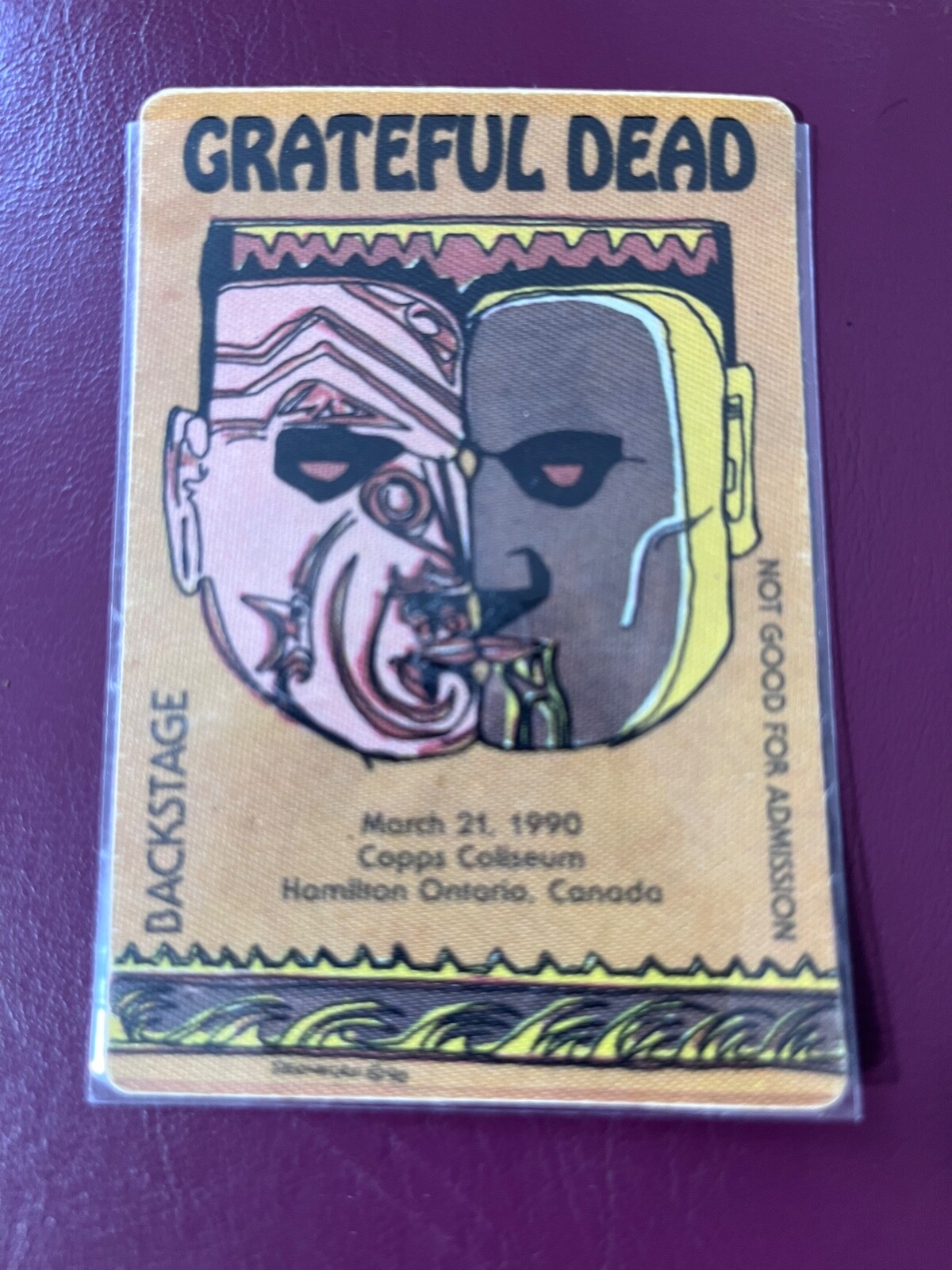 Grateful Dead Backstage pass 3/21/90 Hamilton, Ontario. Copps. Art by ...