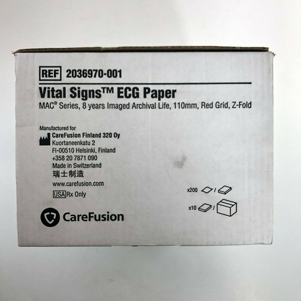 ECG EKG Paper GE Medical Systems 2036970-001. 110mm, Red Grid, Z-Fold ...