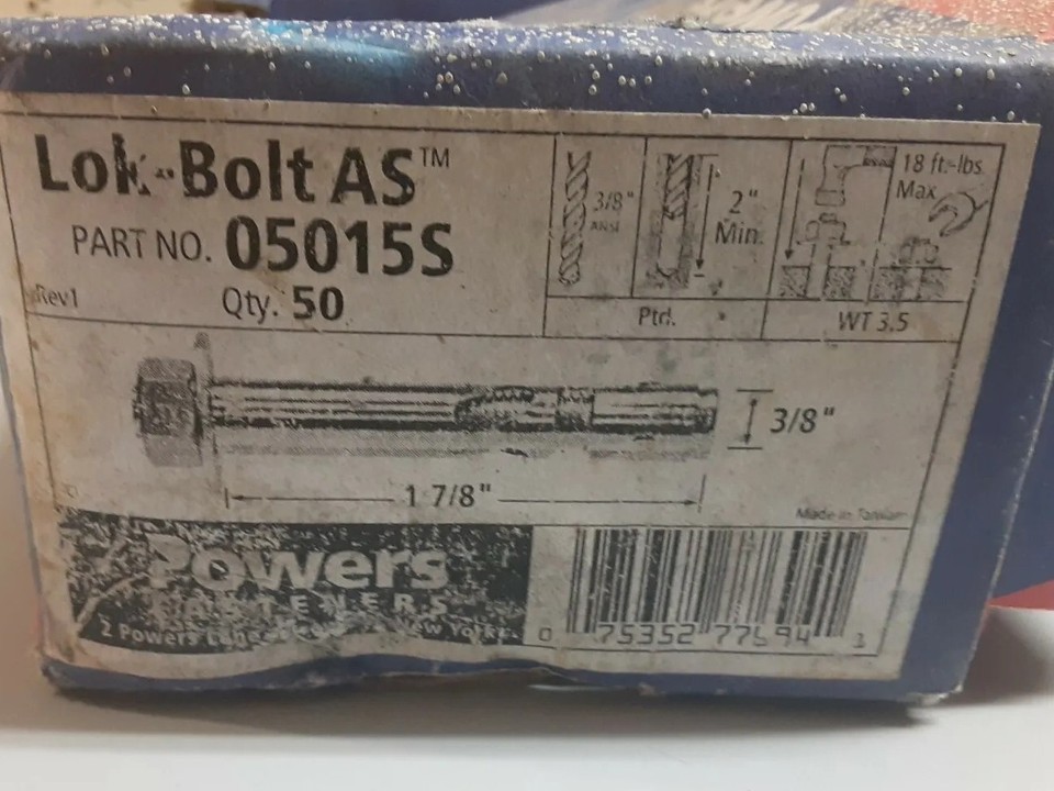 POWERS FASTENERS MPN 05015S 3/8 X 1- 7/8 IN WEDGE ANCHORS 50 PCS | eBay