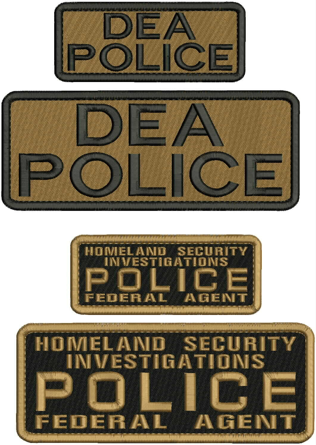 Dea Police and H D P F A Emb Patches 3x8 and 2x5 Velcr@ on Back Black N ...