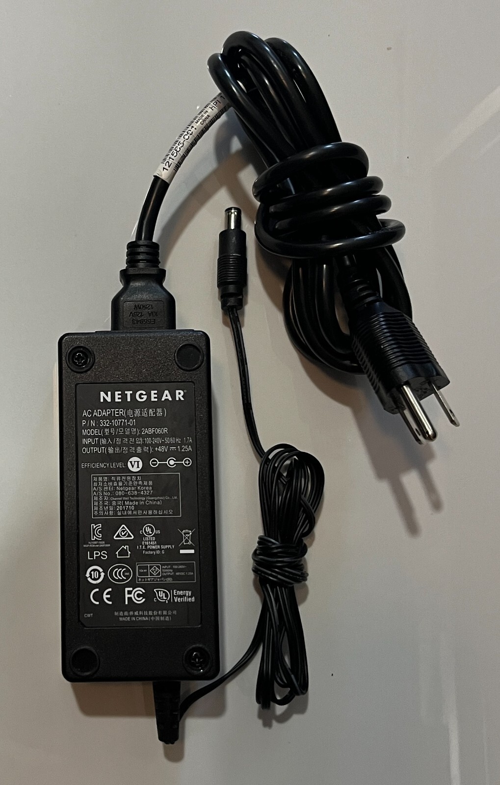 Genuine Netgear AC Adapter 60W 48V 1.25A for Prosafe Ethernet GS108P ...