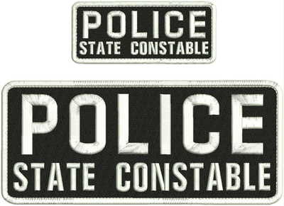 POLICE STATE CONSTABLE embroidery Patches 4x10 and 2x5 hook on back BLK ...