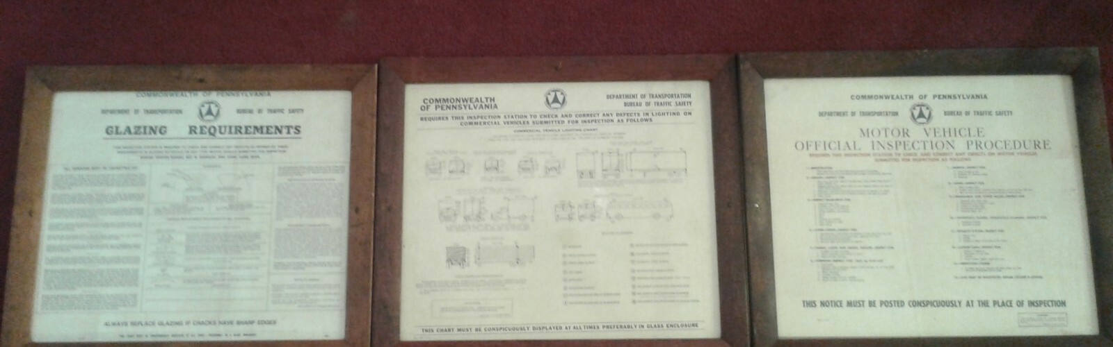 1970s Pennsylvania. Dept. Of Trans. Motor Vehicle Inspection Wall ...