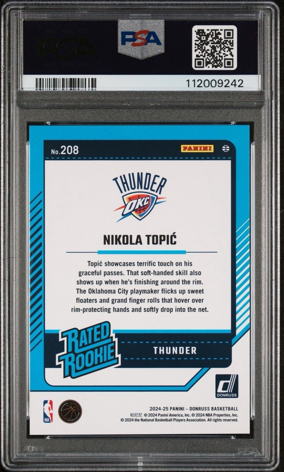 NIKOLA TOPIC 2024-25 Panini Donruss Choice GOLD Foil Rookie Rc /10 PSA ...