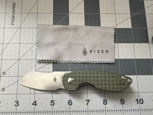 Kizer OCTOBER Mini EDC Folding Knife Green G10 Handle 154CM Steel Blade ...