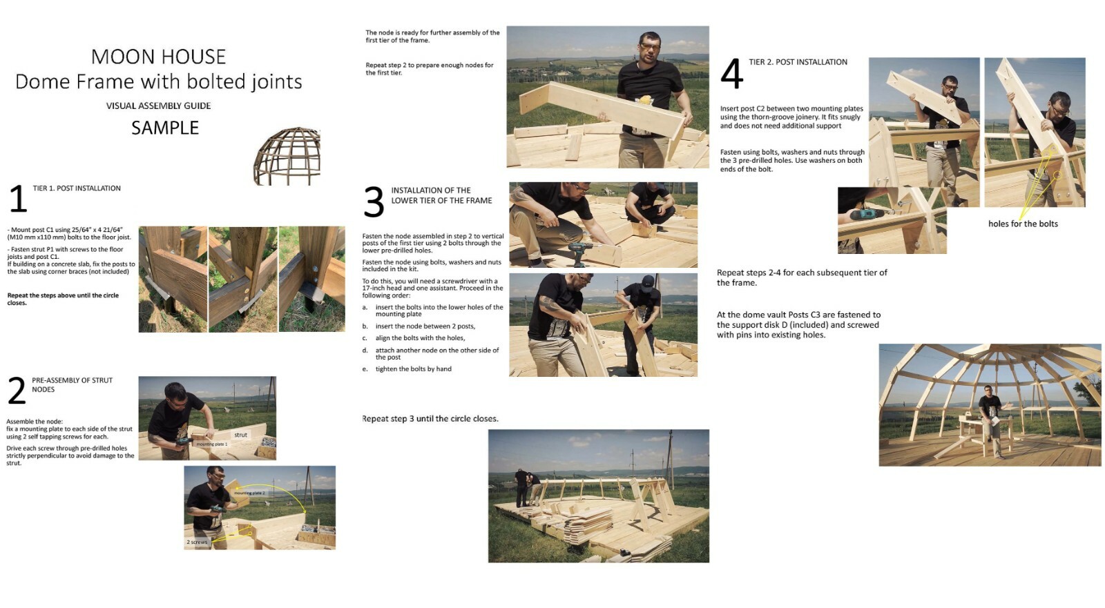 MOON HOUSE 20’ DIAM DOME FRAMING KIT PREFAB WOOD PRE-CUT DIY HOME FRAME ...