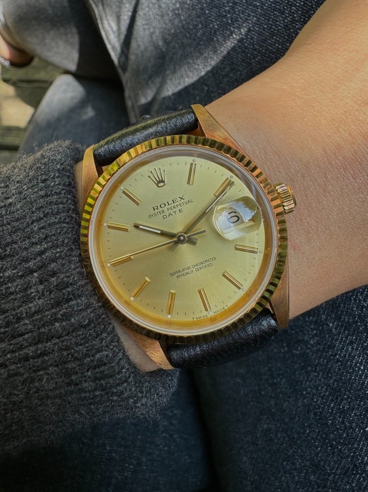 Rolex 15238 Date 18k Yellow Gold Award Watch Mint Box Papers Tags c ...