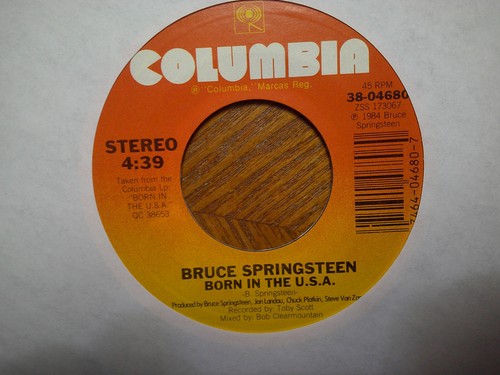 COLUMBIA 45 RECORD/BRUCE SPRINGSTEEN/BOR IN THE USA/SHUT OUT THE LIGHTS ...
