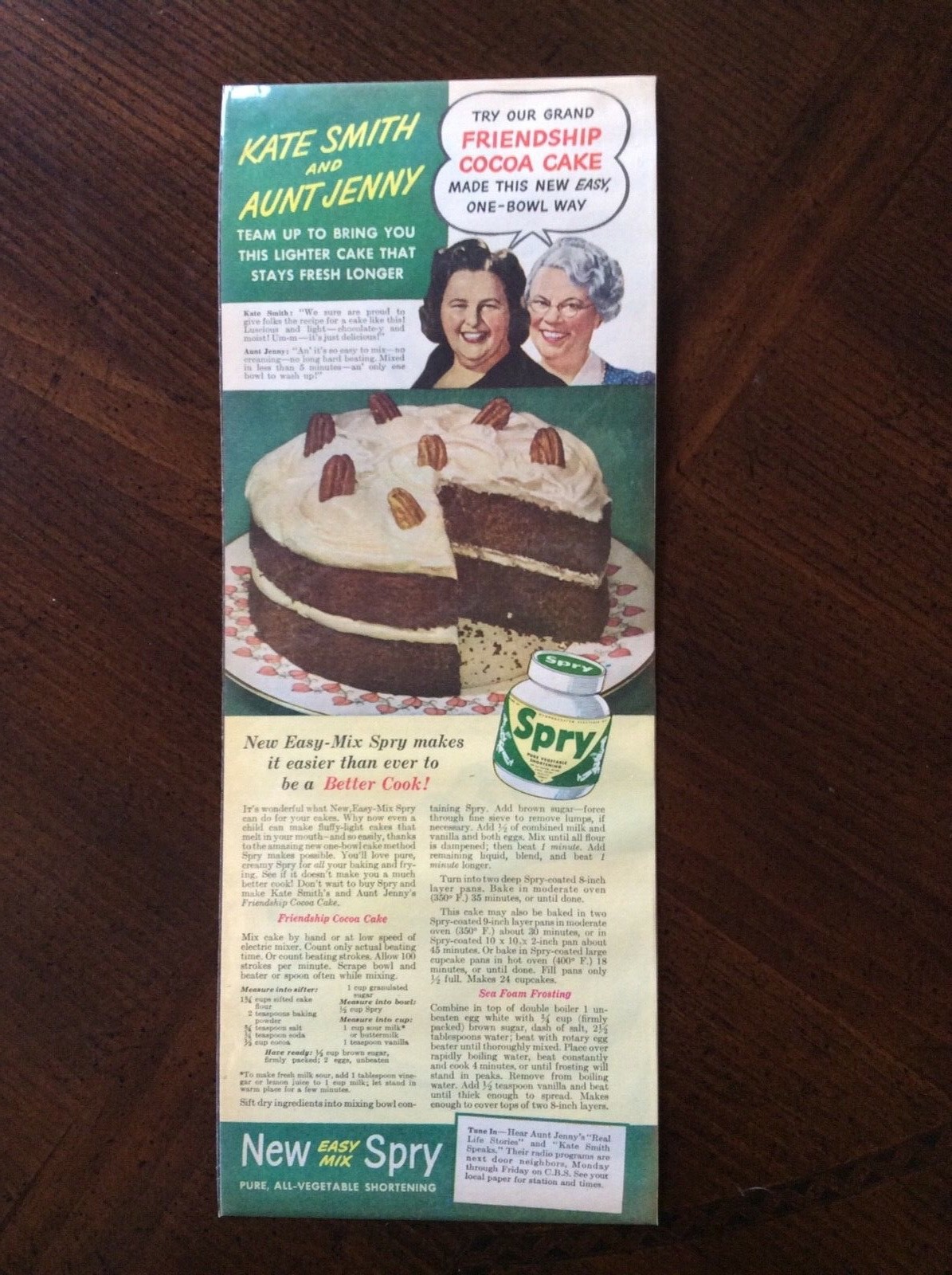 1945 vintage Original color ad Spry Pure Vegetable Shortening Kate ...