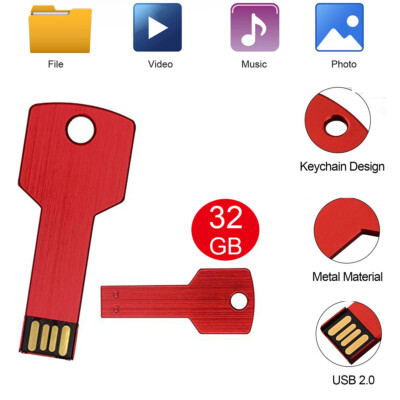 32GB USB Flash Drive Metal Key Shape Memory Stick Thumb Pen Drive USB ...