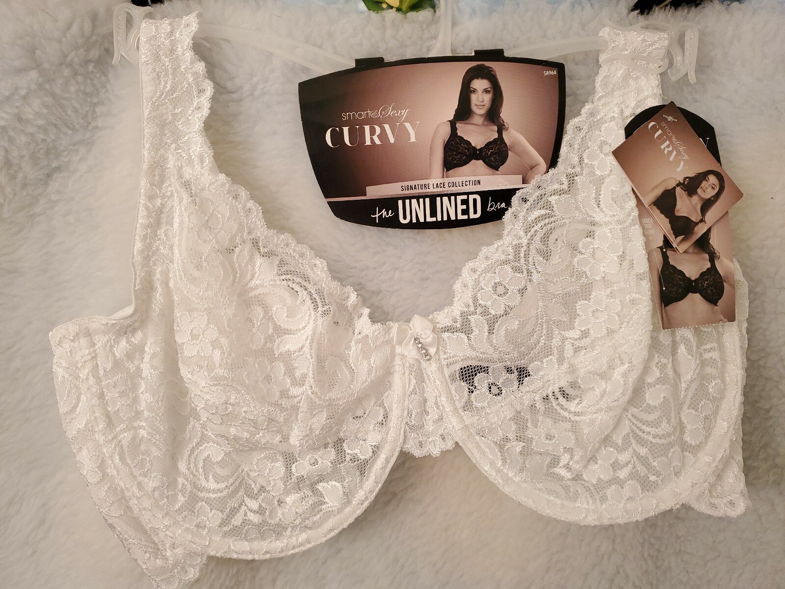 Smart 7 Womens Curvy Signature Lace Unlined Underwire Bra White 38ddd ...