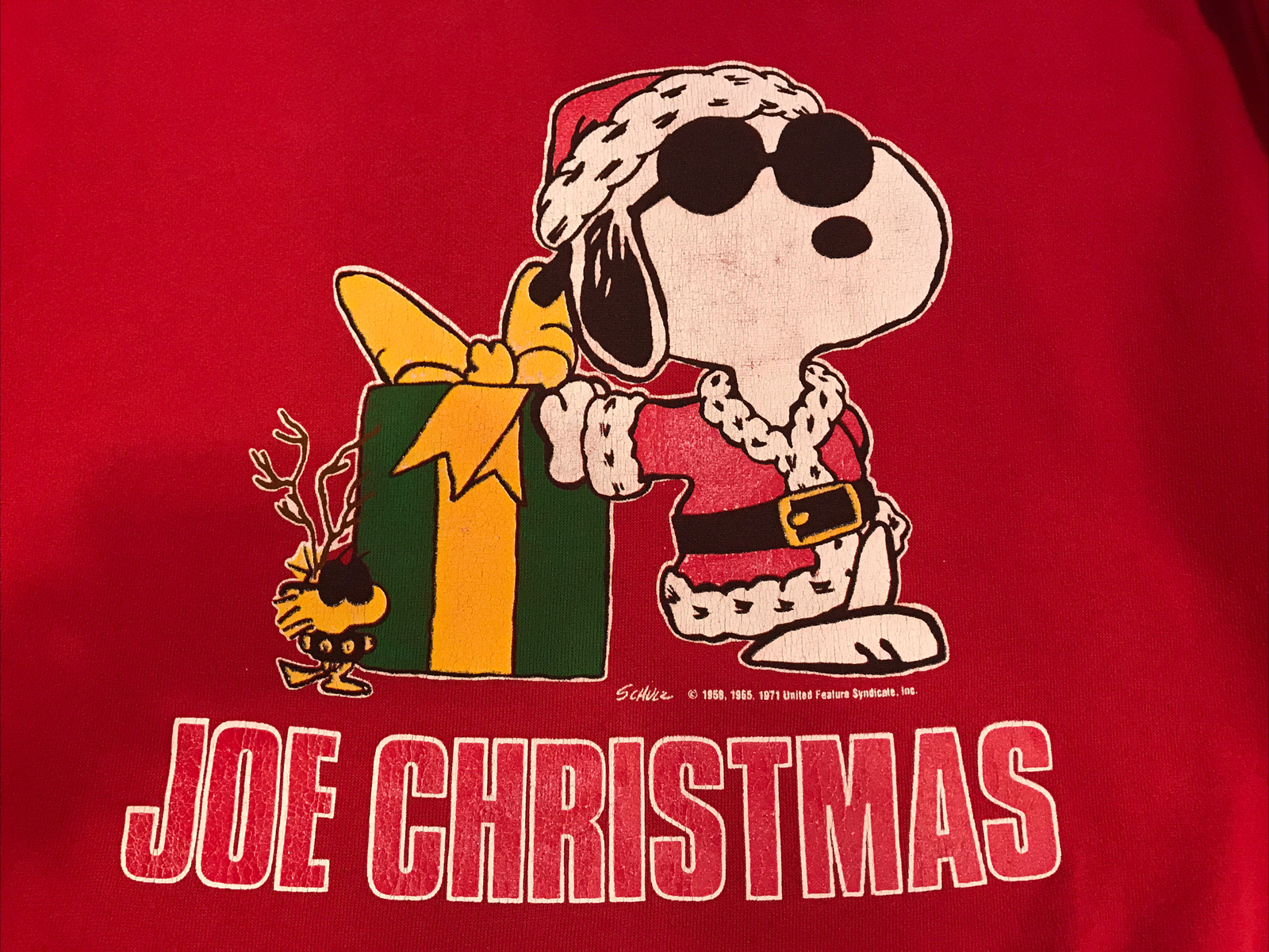 Vintage 70s Snoopy Woodstock Joe Christmas Red Sweats… - Gem