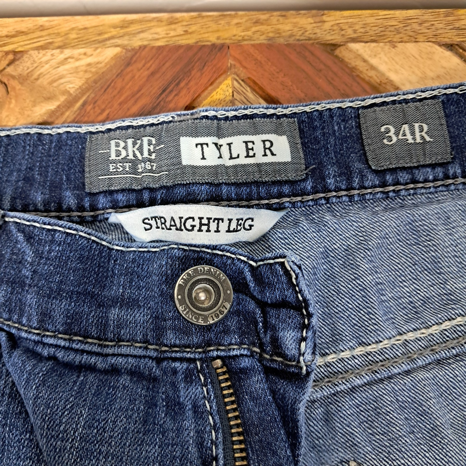 BKE Tyler Jeans Men's 34R Straight Leg Blue Stretched Denim | eBay