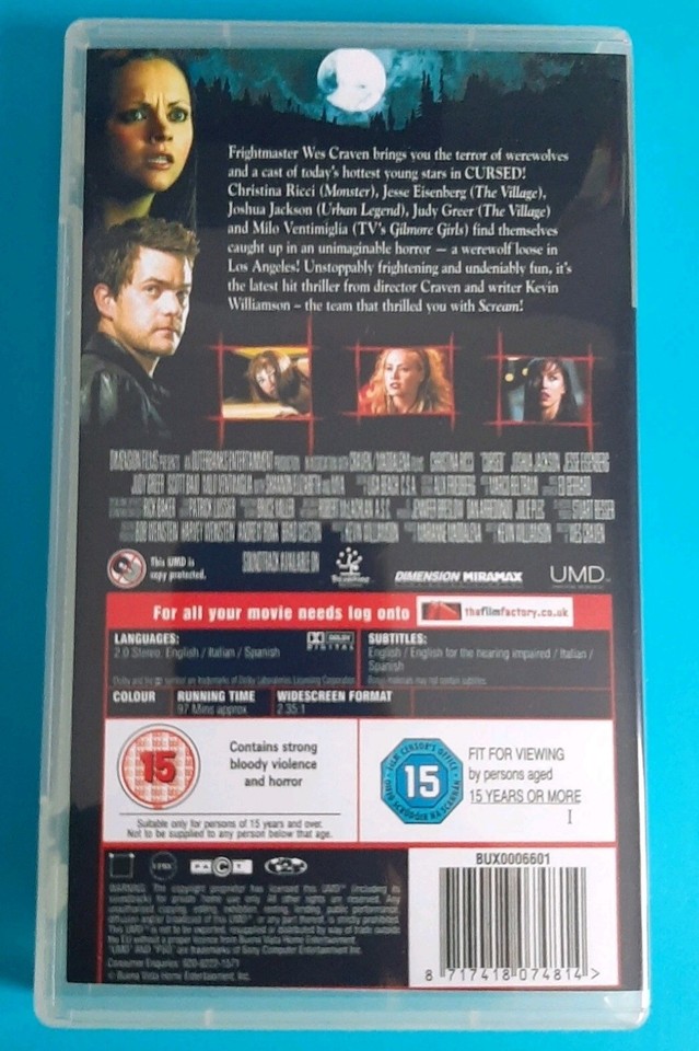 CURSED ☆ PSP Werewolf Horror UMD Disc ☆ Wes Craven, Jesse Eisenberg ...