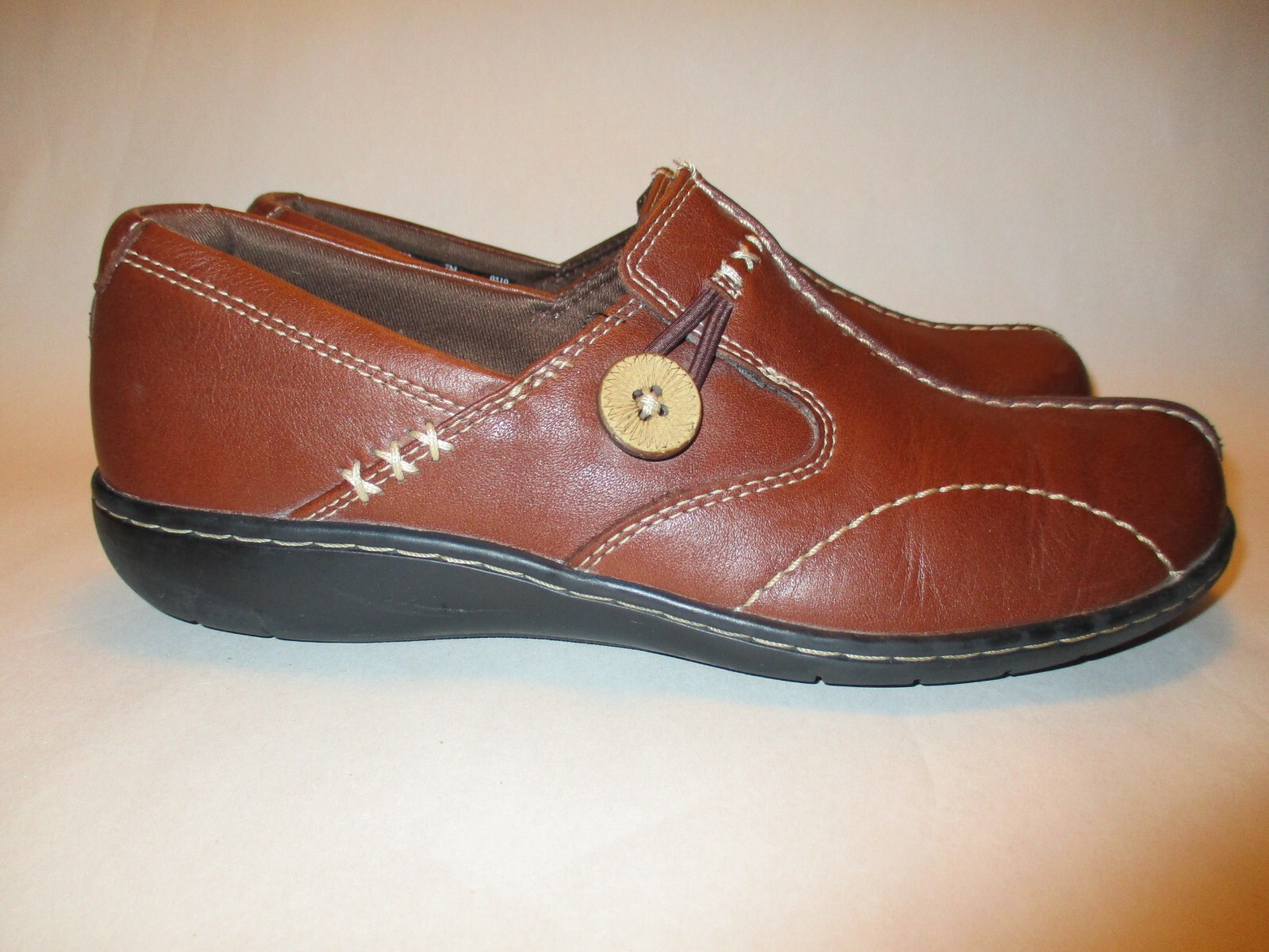 Clarks Bendables Womens 7M Brown Leather Mid-Seam Side Button Slip on ...