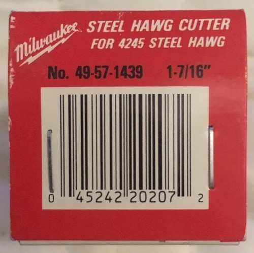 Milwaukee Steel Hawg Cutter 49-57-1439 1-7/16” Carbide Tipped For 4245 ...