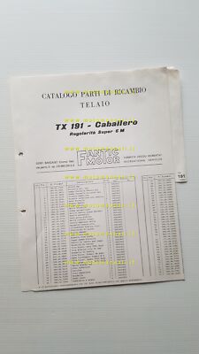 Fantic Caballero 50 Regolarità Super 6M TX-191 1976 catalogo ricambi ...