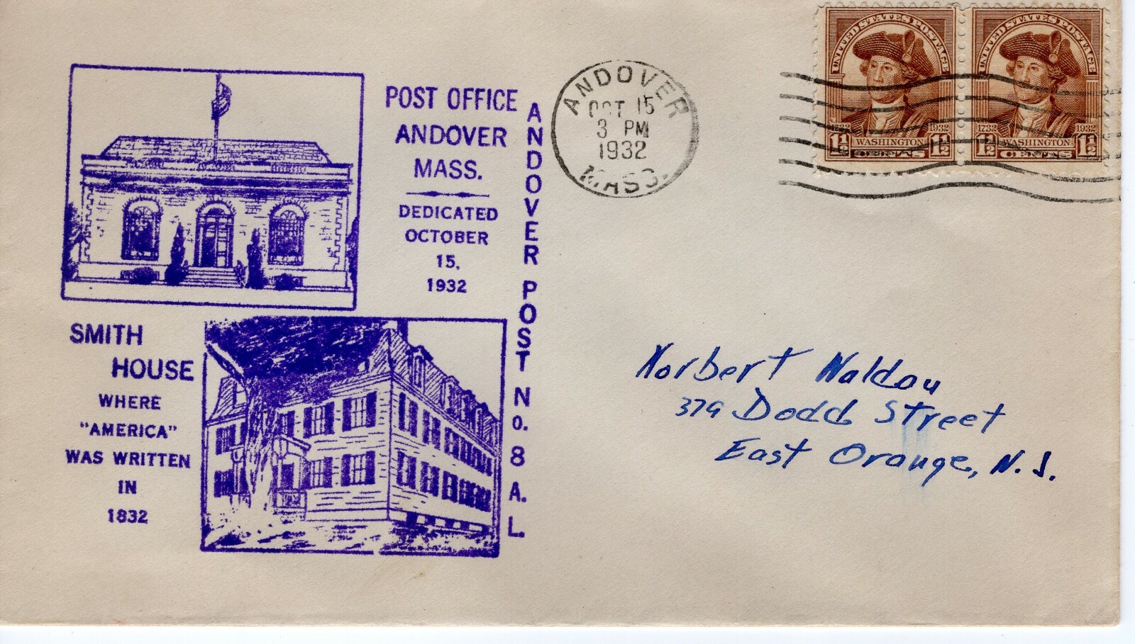 ANDOVER POST OFFICE DEDICATED, ANDOVER, MASS 1932 FDC8661 | eBay