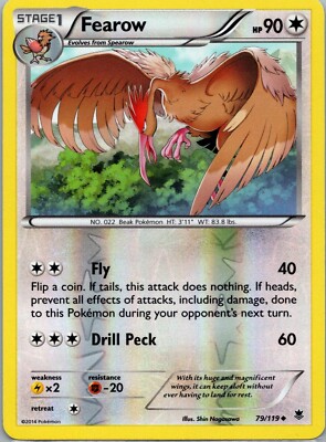 Pokemon TCG Fearow - 79/119 - Uncommon - Reverse Holo XT Phantom Force ...